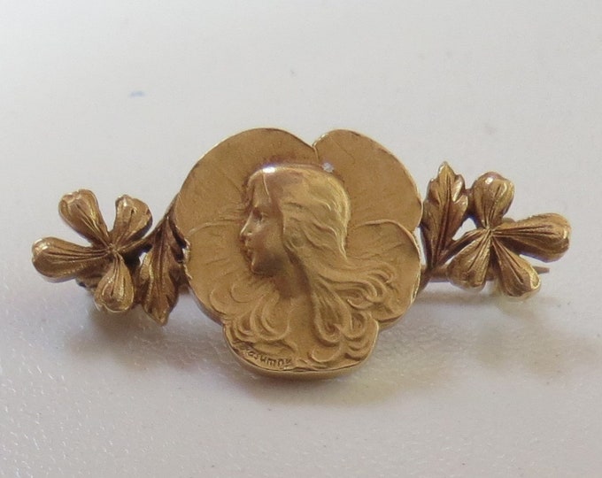 ON SALE Antique French 18K Art Nouveau Brooch by Felix Rasumny - Etsy