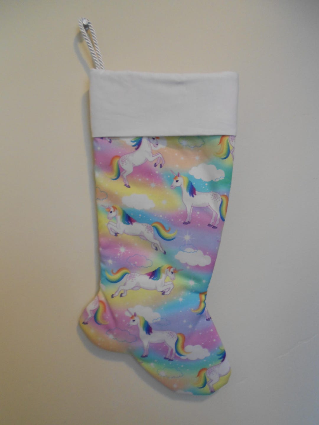 Rainbow Unicorns Christmas Stocking - Etsy