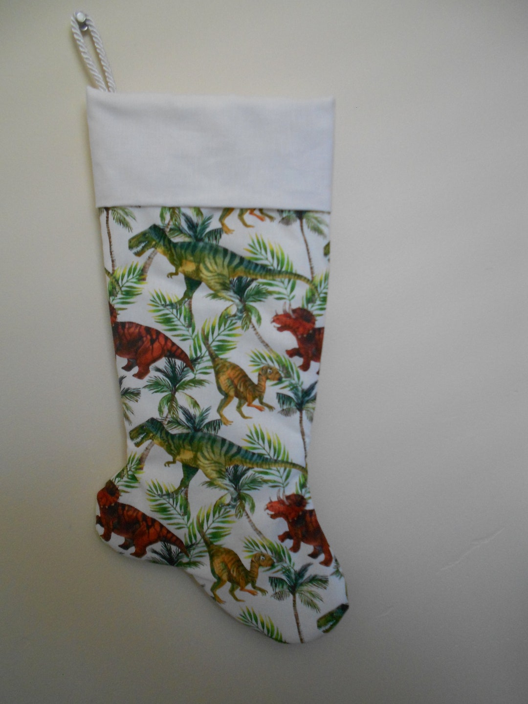 Dinosaur Christmas Stocking - Etsy