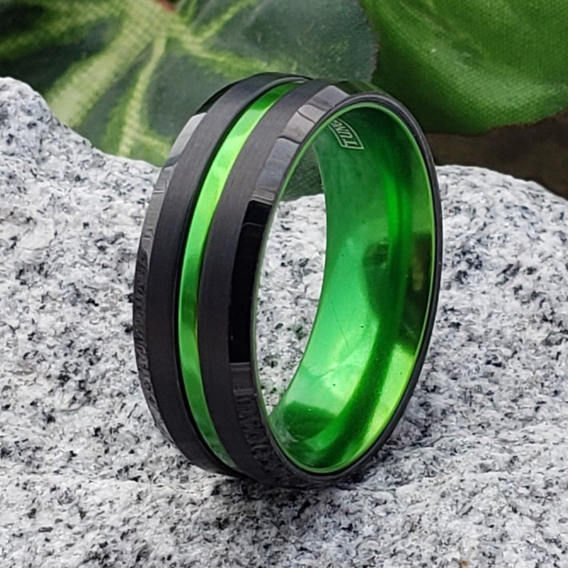 Green Tungsten Ring - Etsy