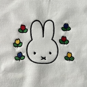 Miffy Embroidered Sweater With Tulip Design Cute White Rabbit ...