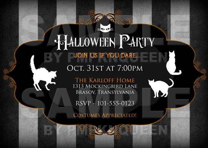 Cats Halloween Party Invitation - (DIGITAL FILE ONLY) - Etsy