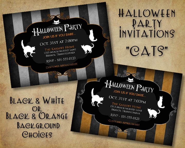 Cats Halloween Party Invitation - (DIGITAL FILE ONLY) - Etsy