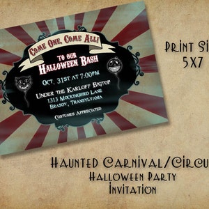 Haunted Carnival/circus Halloween Party Invitation - (DIGITAL FILE ONLY ...