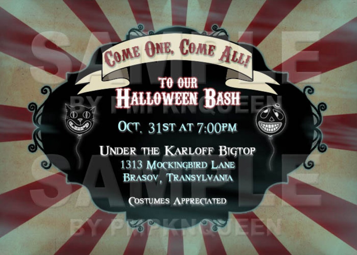 Haunted Carnival/circus Halloween Party Invitation - (DIGITAL FILE ONLY ...