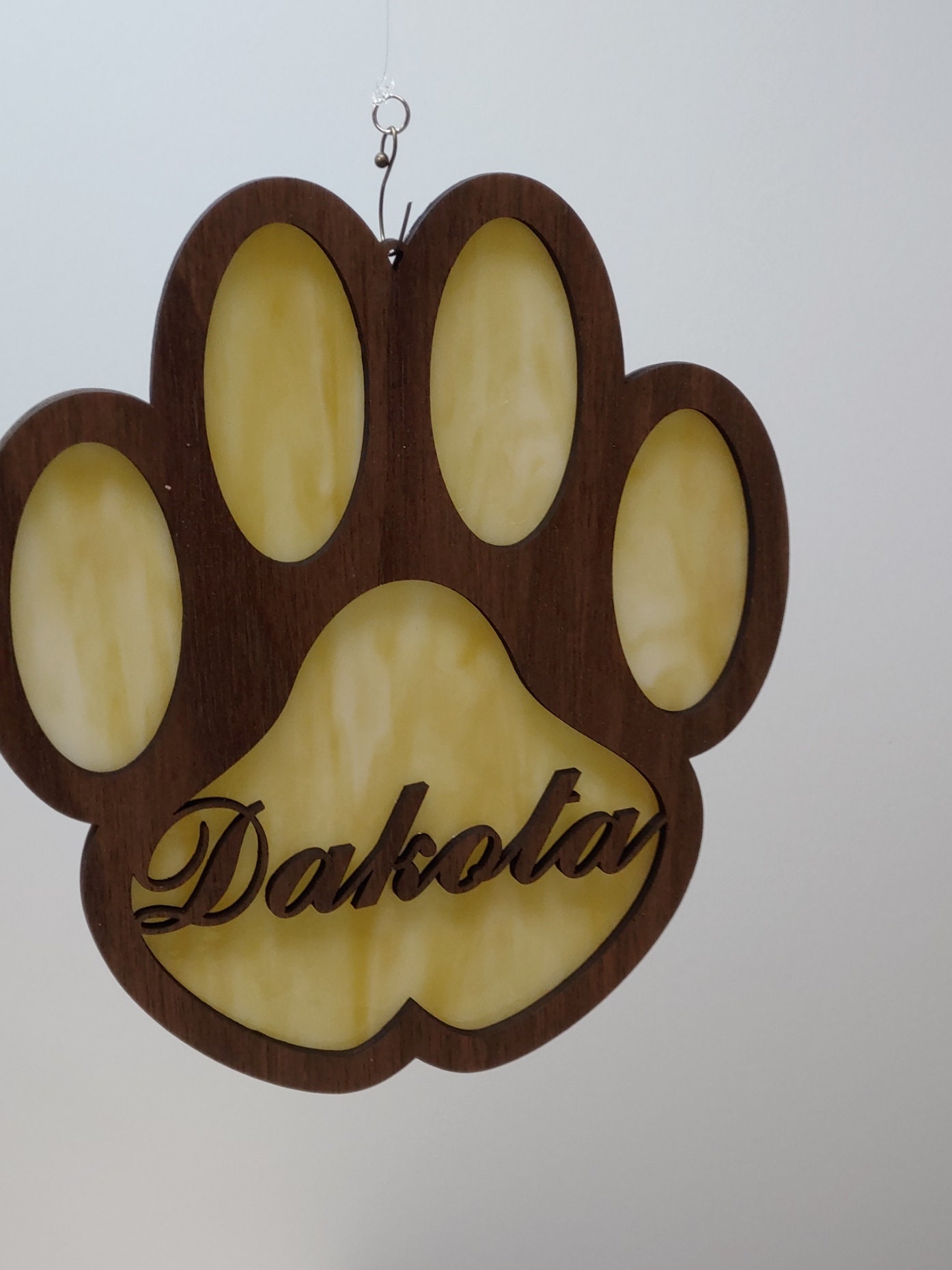 Custom Laser-cut Dog Paw With Stained Glass Personalized Pet Memorial ...