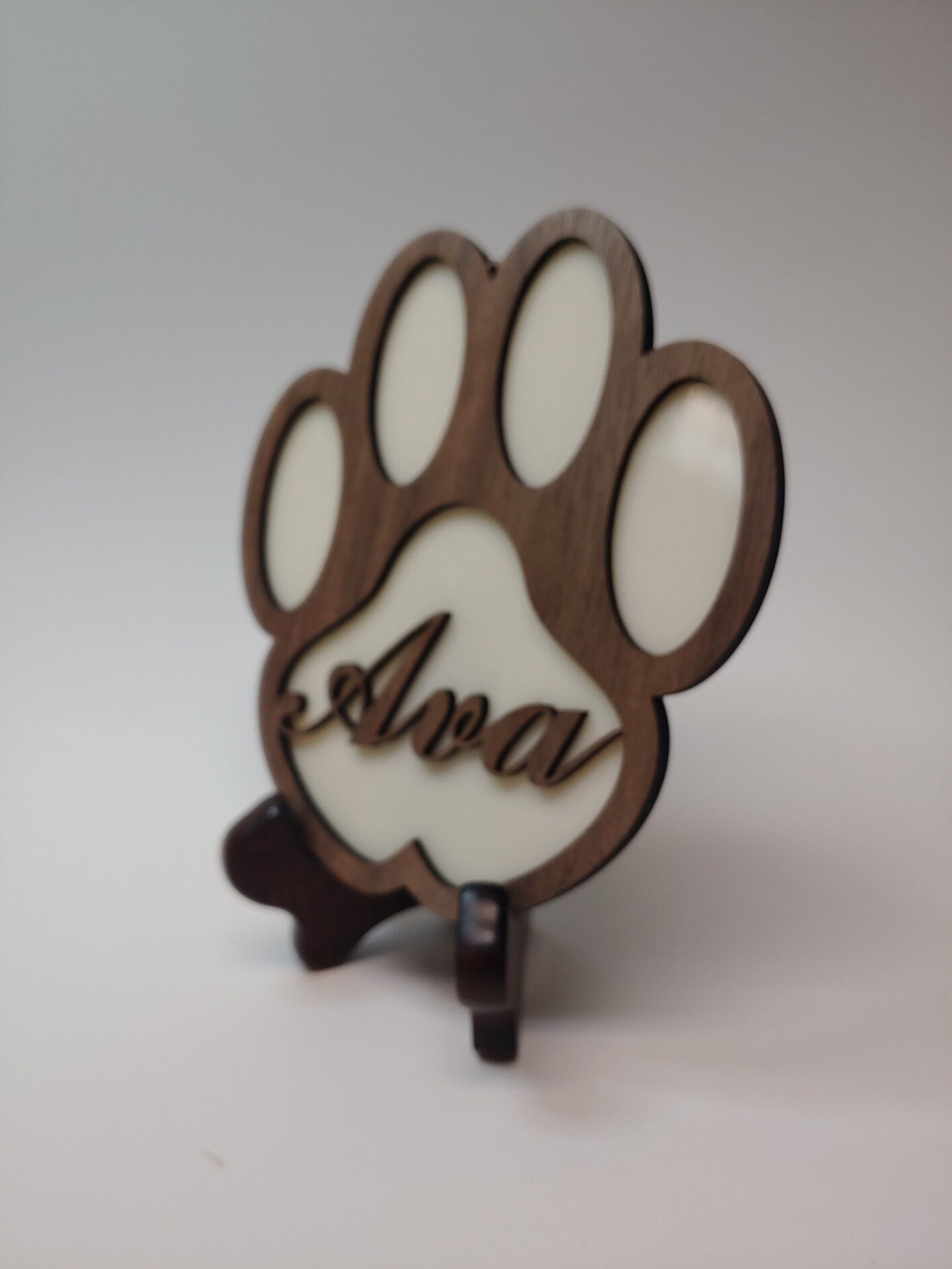 Custom Laser-cut Dog Paw With Stained Glass - Personalized Pet Memorial ...