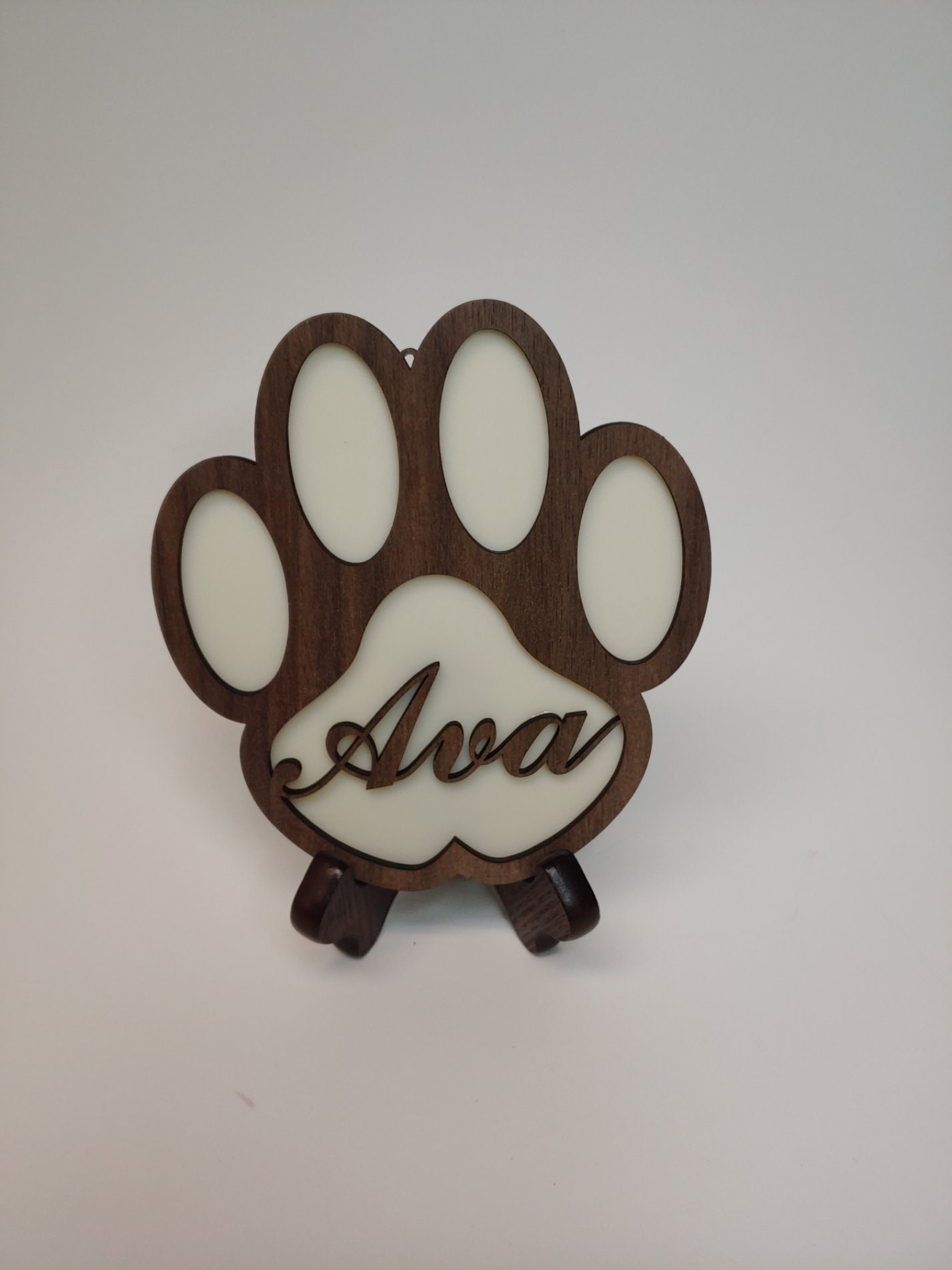 Custom Laser-cut Dog Paw With Stained Glass - Personalized Pet Memorial ...