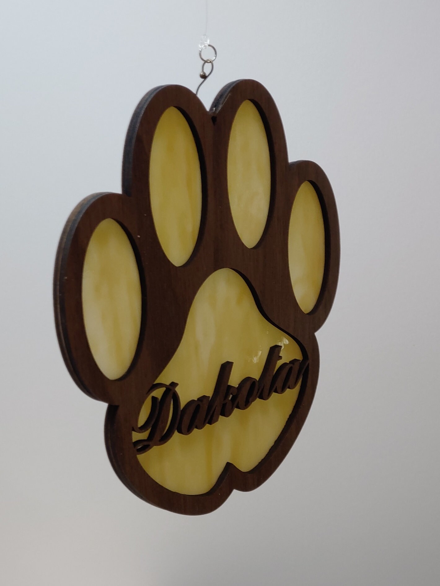 Custom Laser-cut Dog Paw With Stained Glass - Personalized Pet Memorial ...