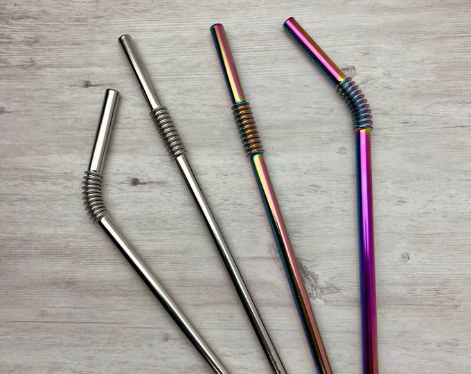 Engraved Bendable Stainless Steel Straw, Rainbow Straw, Eco Friendly ...
