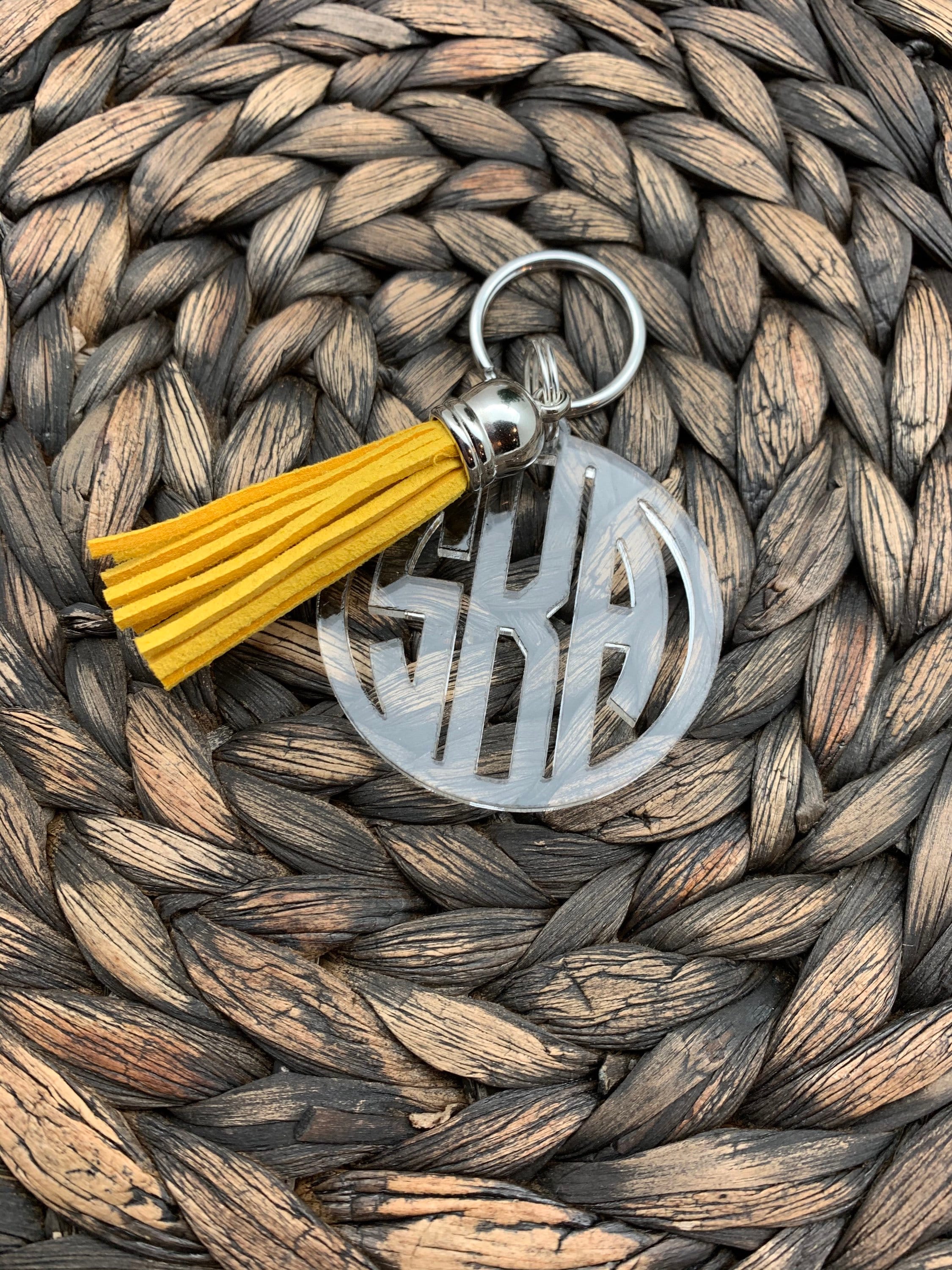 Monogram Keychain with Tassel | Etsy