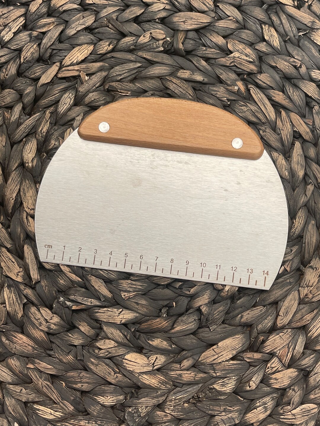 Blank Rounded Stainless Steel Dough Cutter / Scraper With Wood Handle ...