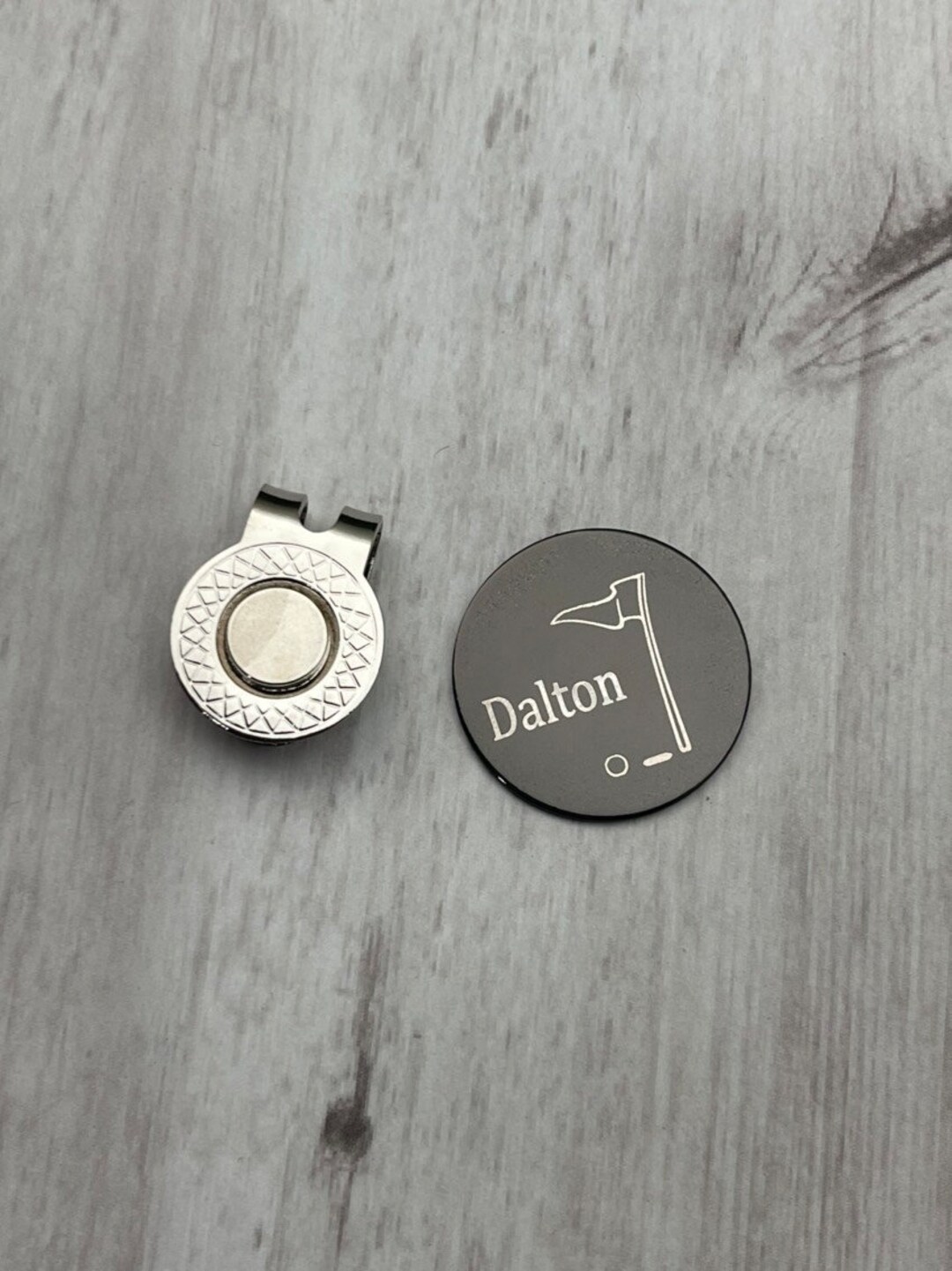 Magnetic Black Metal Golf Ball Marker W/ Hat Clip, Engraved ...