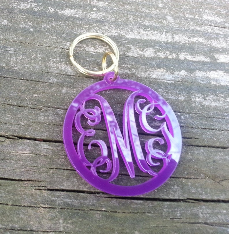 Monogram Cutout Keychain With Circle Font or Vine Font - Etsy