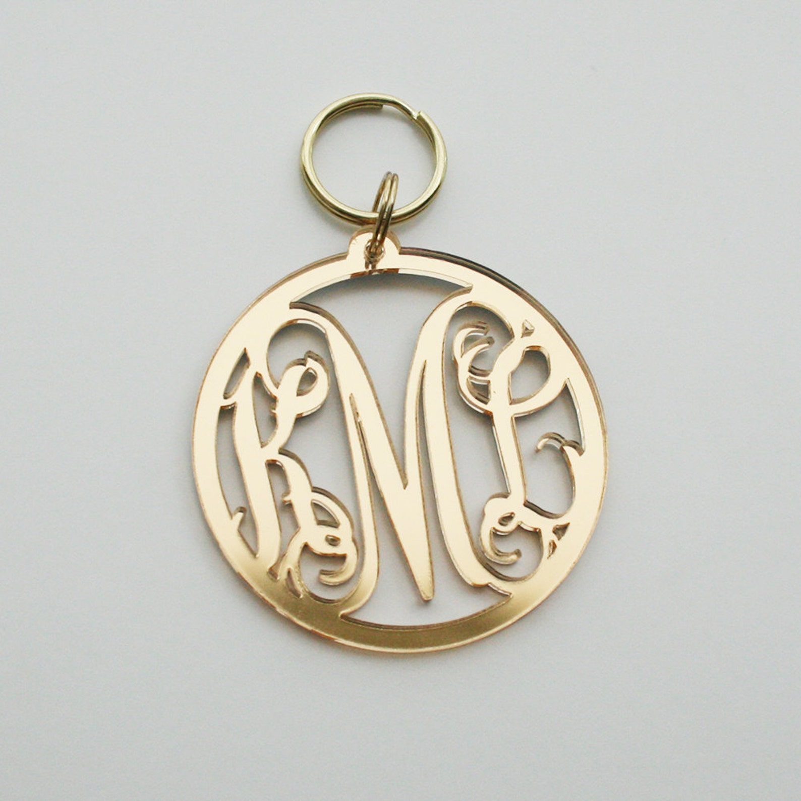 Monogram Cutout Keychain With Circle Font or Vine Font - Etsy