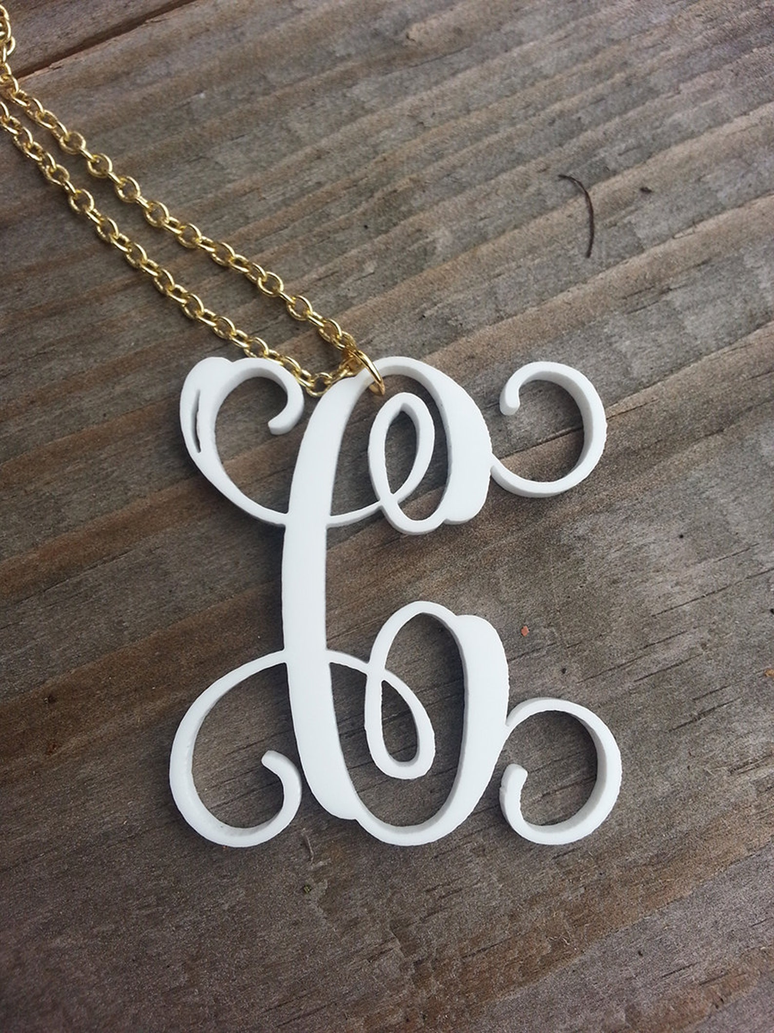 Vine Monogram Single Initial Necklace - Etsy