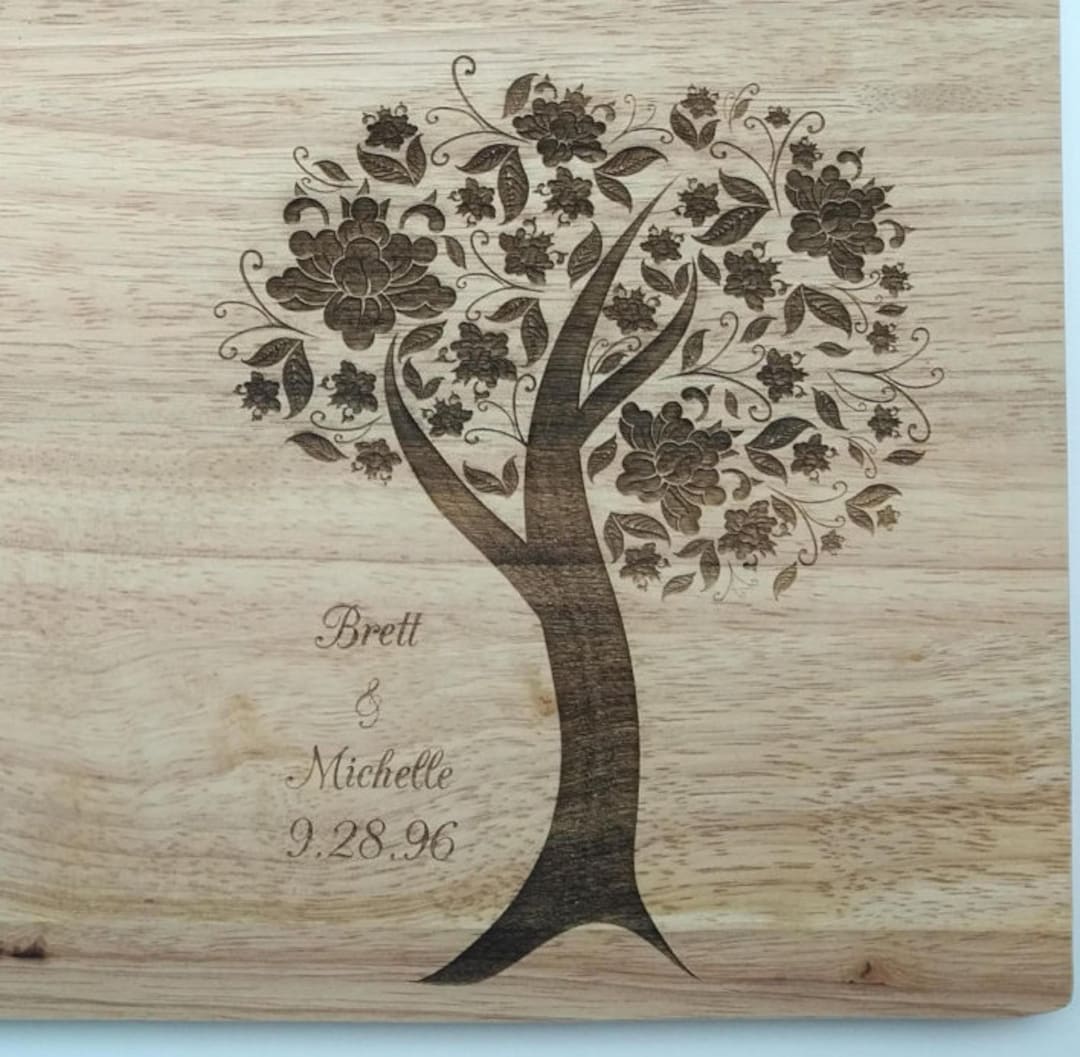 Personalized Blooming Tree Cutting Board: Engraved Wood Anniversary ...