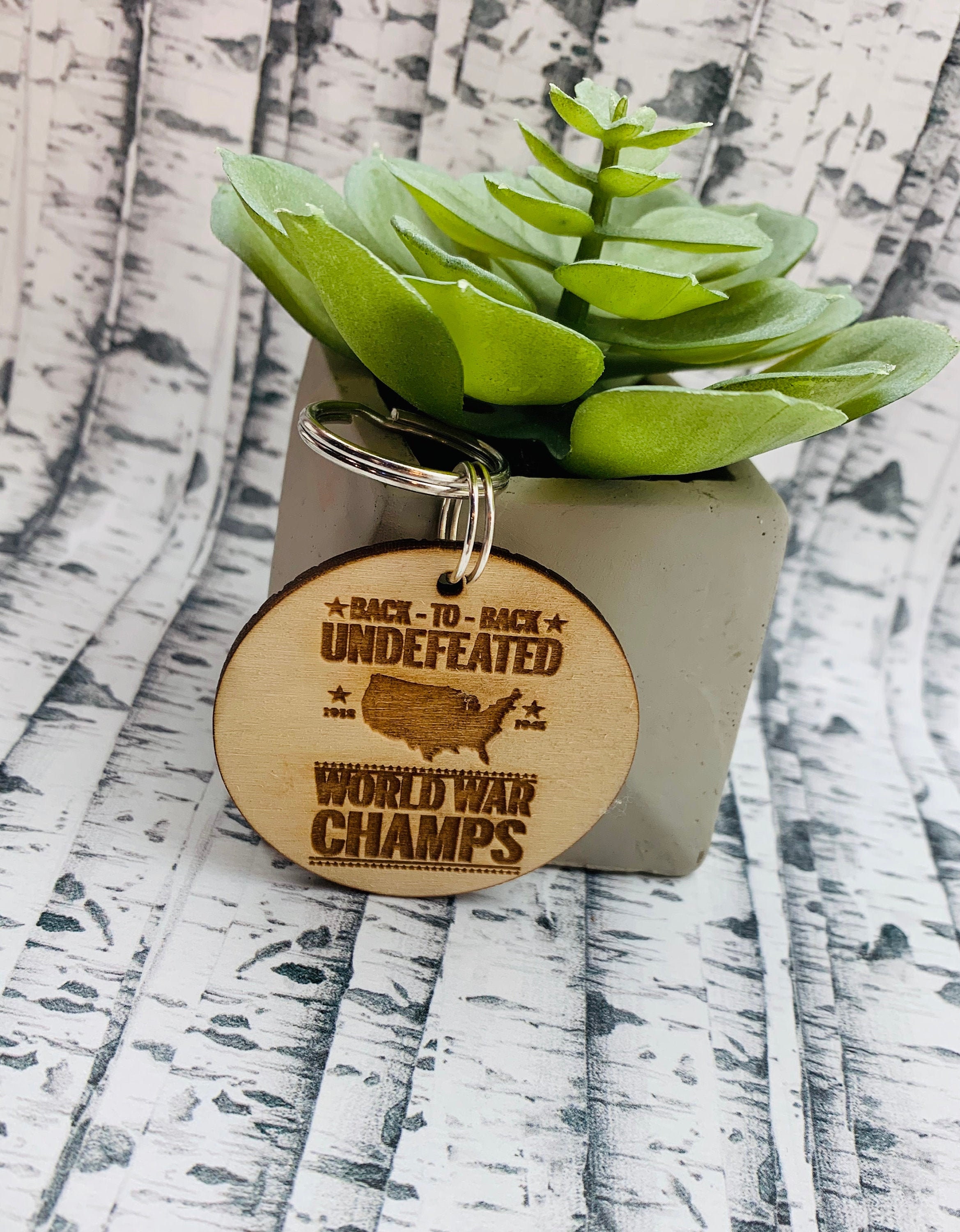 Back to Back Undefeated World War Champs Etched Keychain | Etsy
