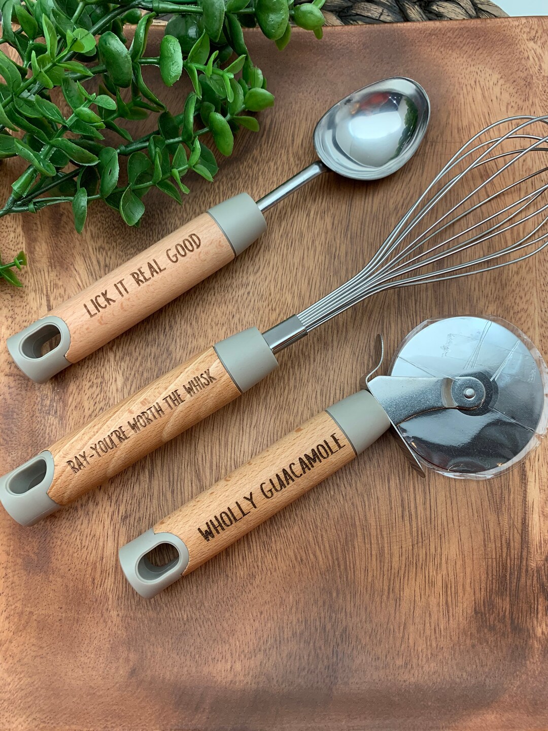 Engraved Kitchen Utensil Set, Personalized Pizza Cutter, Scoop, Whisk ...
