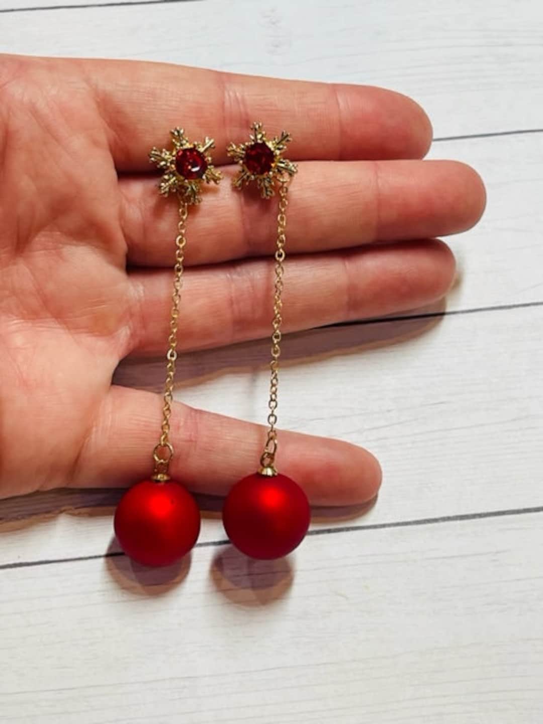Christmas Dangle Earrings Christmas Ball Earrings Cute - Etsy