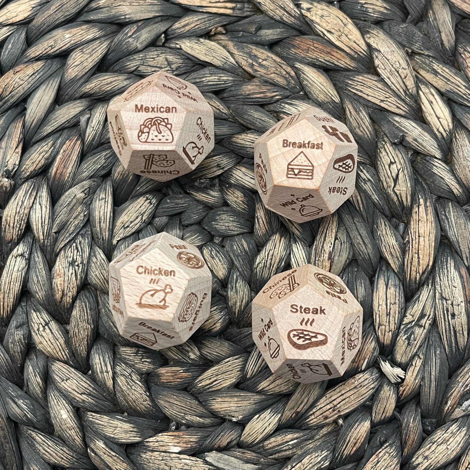 FOOD - Where/what to Eat Dice, Couples Dinner Idea Dice, Food Decision Dice, 12 Food Options ...