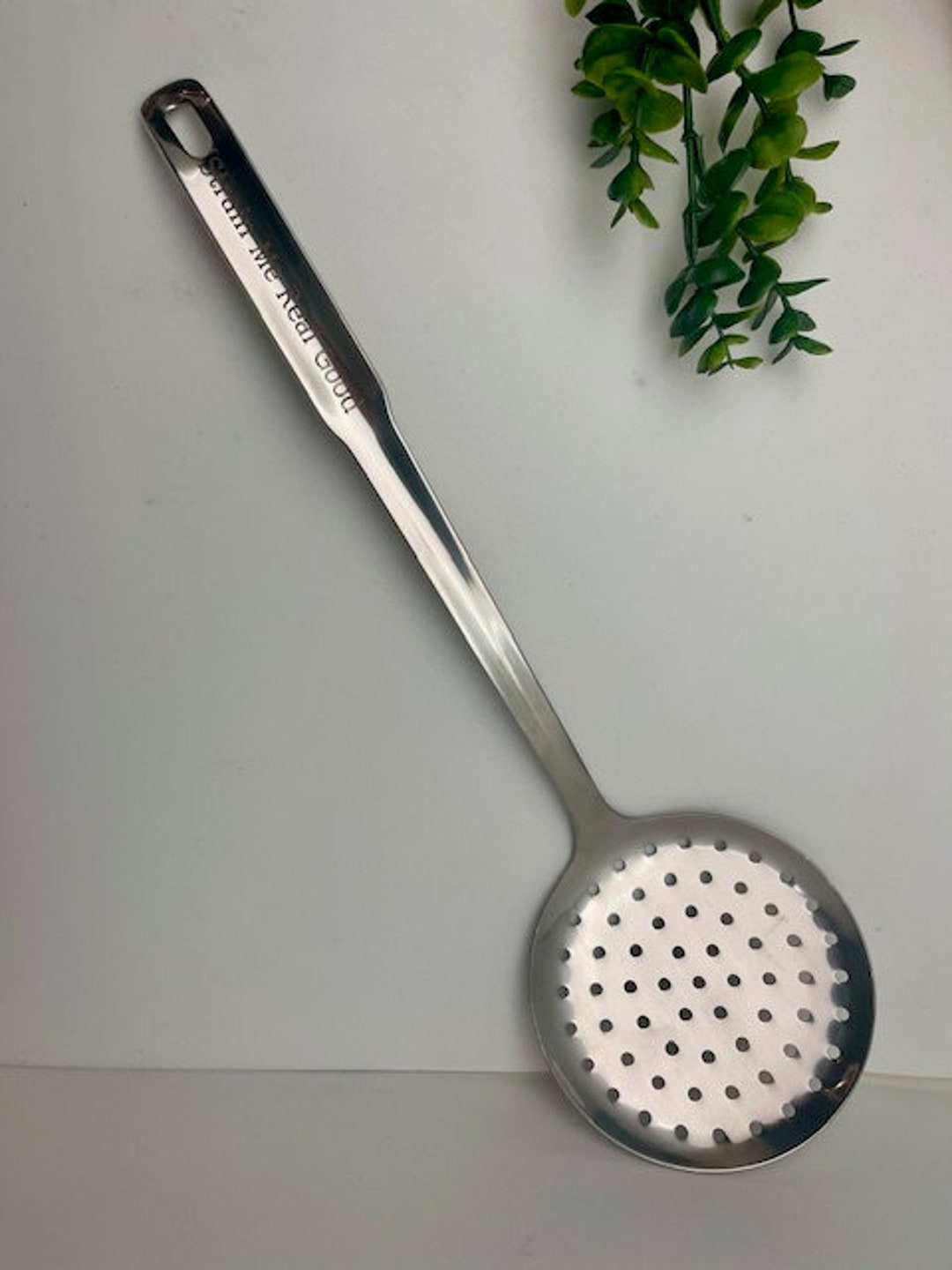 Personalized Stainless Steel Skimmer, Engraved Strainer Spoon ...