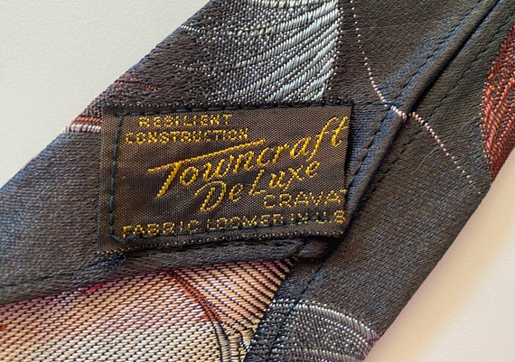 TOWNCRAFT DELUXE Necktie Vintage 1940s Art Deco Crava… - Gem