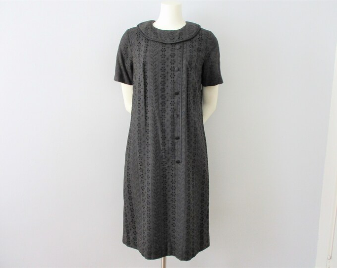 Black Mod Shift Dress Vintage 1960s Eyelet Lace Large - Etsy