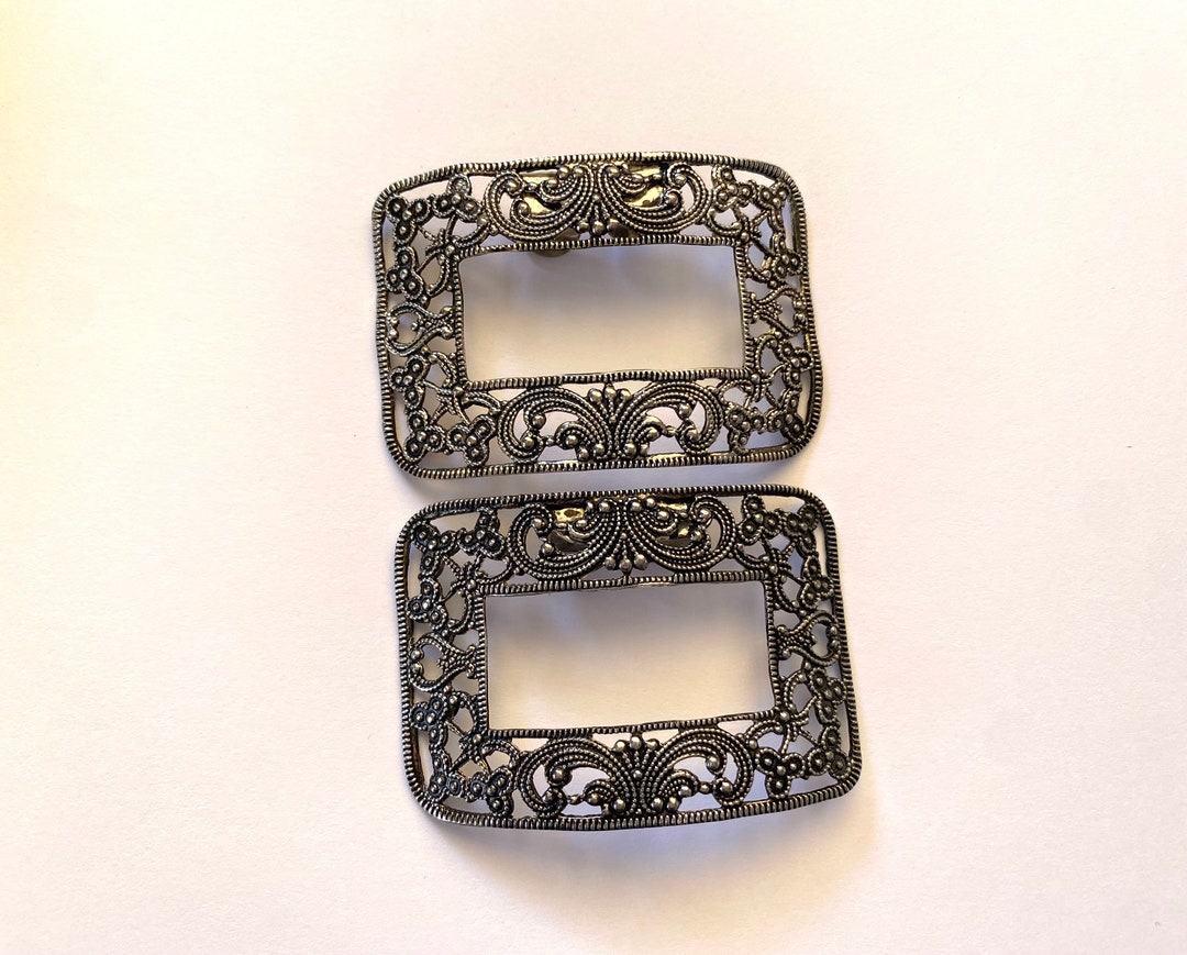 Shoe Clips Buckles Vintage 1940s Silver Metal Filigree Jewelry Pair - Etsy