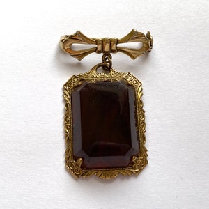 Victorian Revival Brooch Vintage 1960s Drop Dangle Amber Glass - Etsy