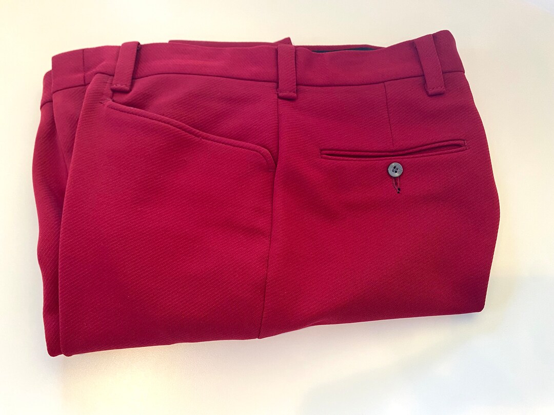 LEVIS Polyester Pants Vintage 1970s Mens Crimson Red Slacks - Etsy