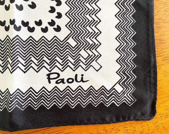 PAOLI Scarf Vintage 1960s Black White Mod Polyester A… - Gem