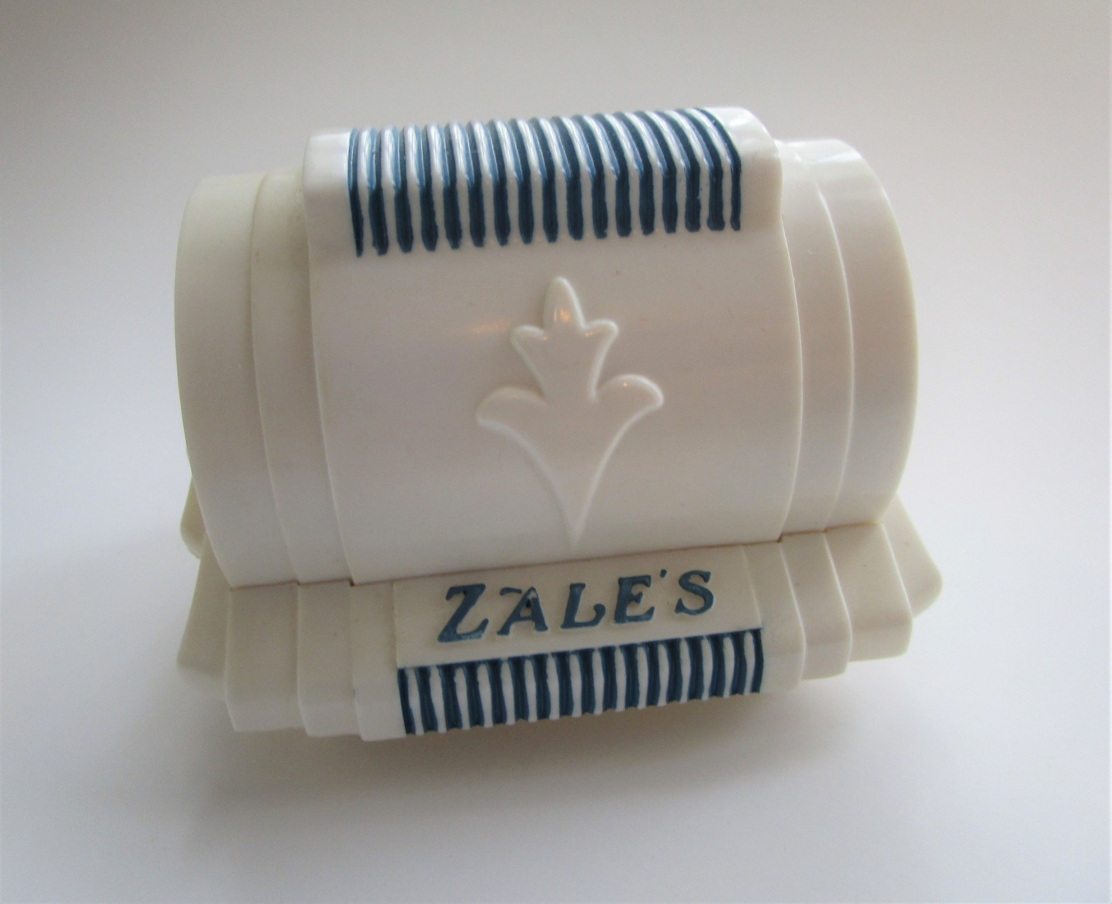 ZALES Ring Box Vintage 1940s Art Deco Blue Beige Celluloid | Etsy