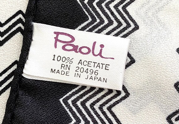 PAOLI Scarf Vintage 1960s Black White Mod Polyester A… - Gem