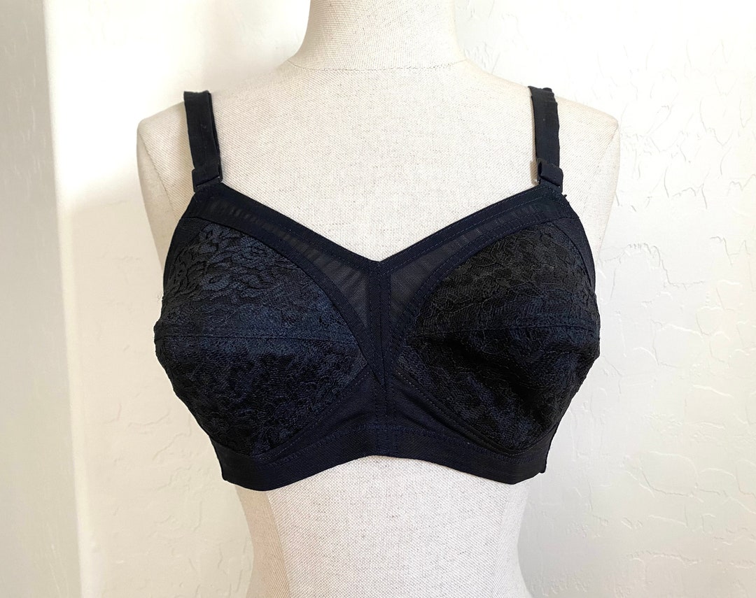 MAIDENFORM Bullet Bra Vintage 1950s Black Elastic Mesh Lace Lingerie - Etsy