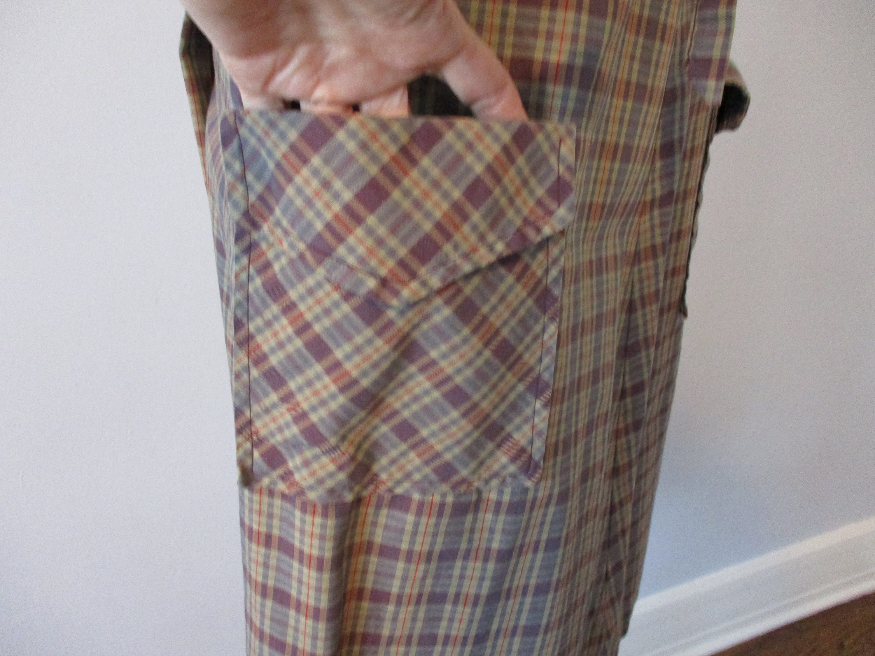 Plaid Wrap Around Midi Skirt Vintage 1970s Purple Poly Cotton | Etsy