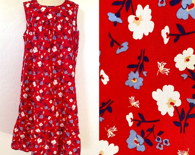 ANTHONY RICHARDS Sun Dress Vintage 1980s Red Floral Sleeveless Muumuu ...