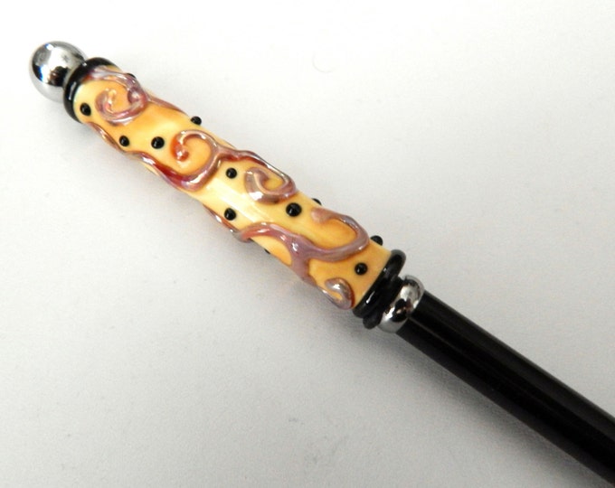 Beaded Stylus Made With a Handmade Yellow Pink and Black - Etsy