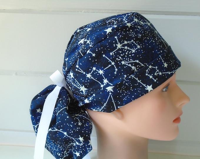 Surgical Cap Ponytail Style stellar Constellation-cotton 100% - Etsy