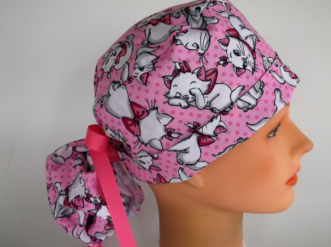 Kitty Cat Ponytail - Womens Lined Scrub Caps, Surgical Scrub Hats ...
