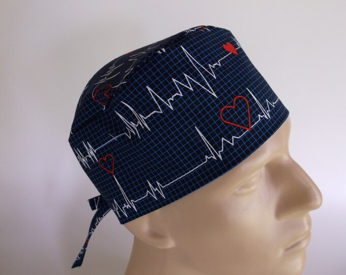 Heartbeat Men's Scrub Hat With Sweatband Option Scrub Cap, 108 - Etsy