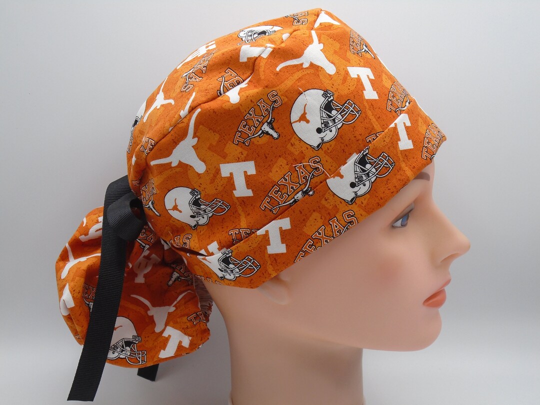 Texas Longhorns Ponytail Scrub Hat Womens Lined Surgical Scrub Cap ...