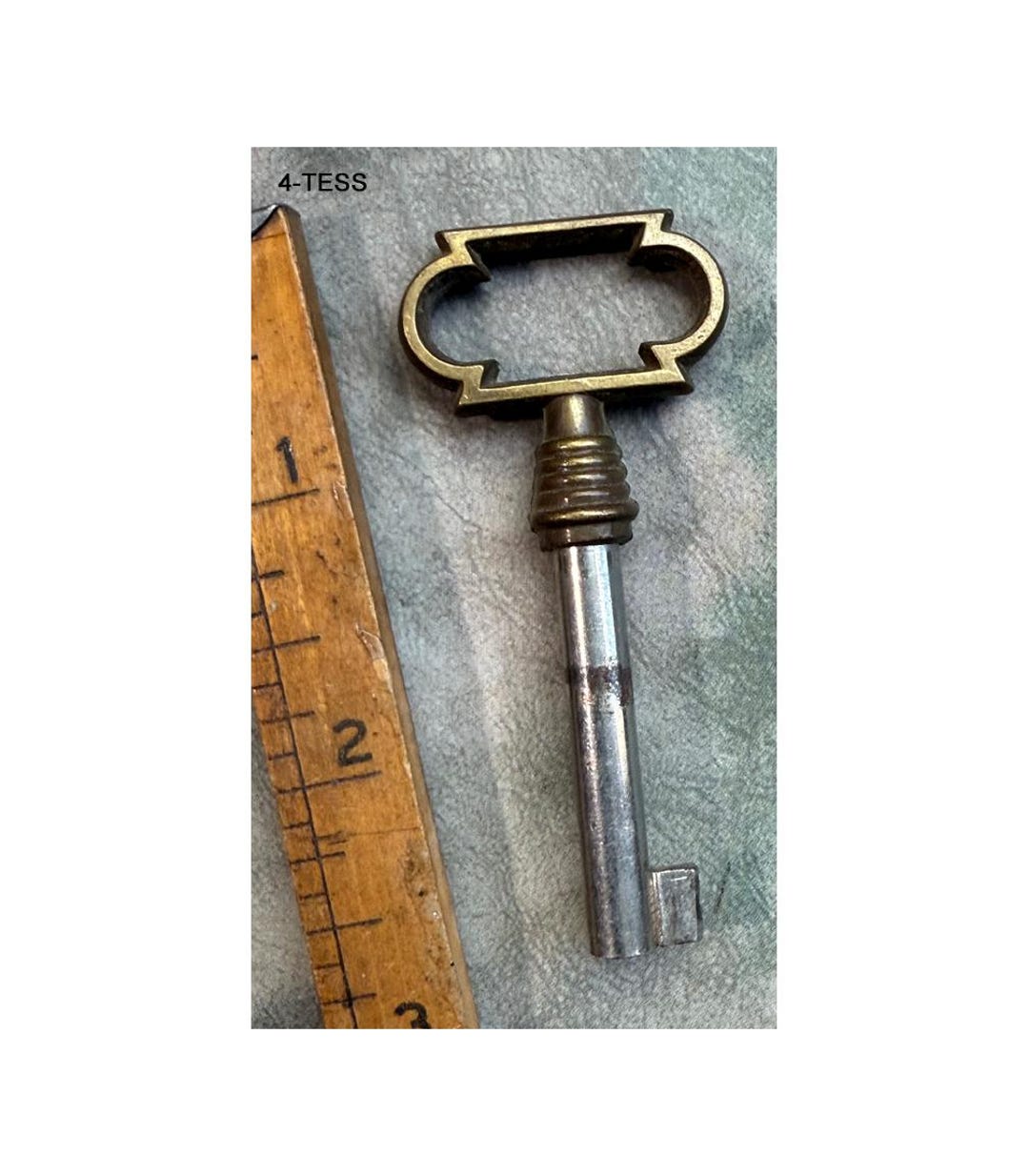 Antique Barrel Skeleton Key - GENUINE Old Key - Fancy Brass Top - More ...