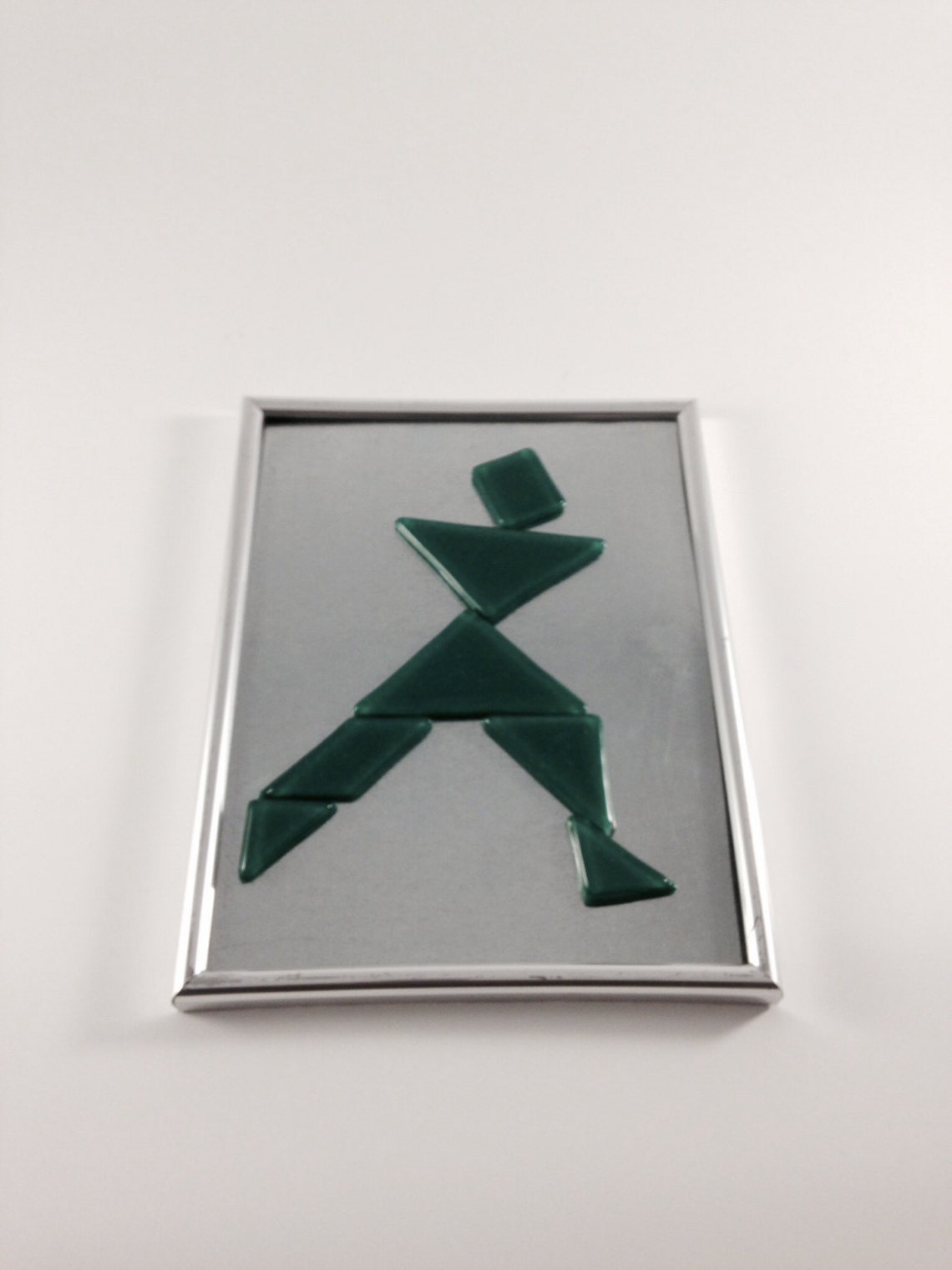 Tangram Puzzle Fused Glass Pieces in a Variety of Colors on Silver ...