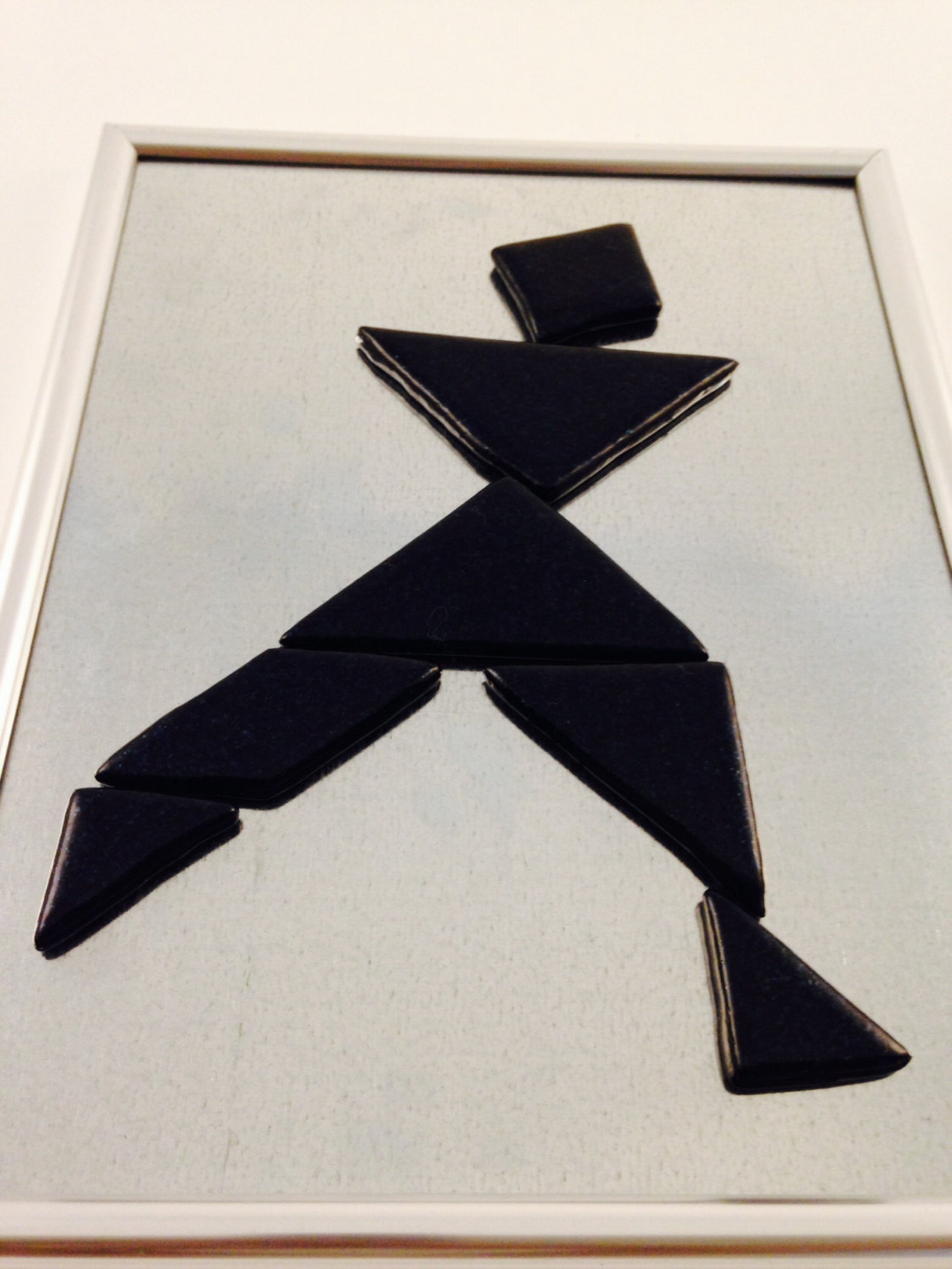 Tangram Puzzle Fused Glass Pieces in a Variety of Colors on Silver ...