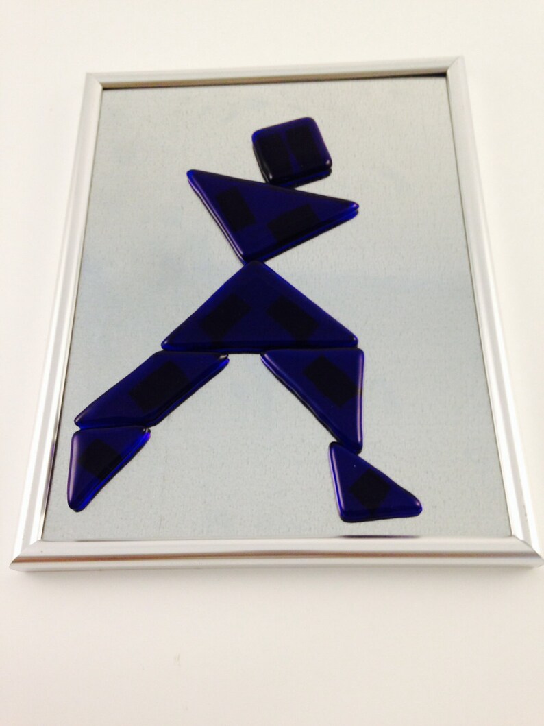 Tangram Puzzle Fused Glass Pieces in a Variety of Colors on Silver ...