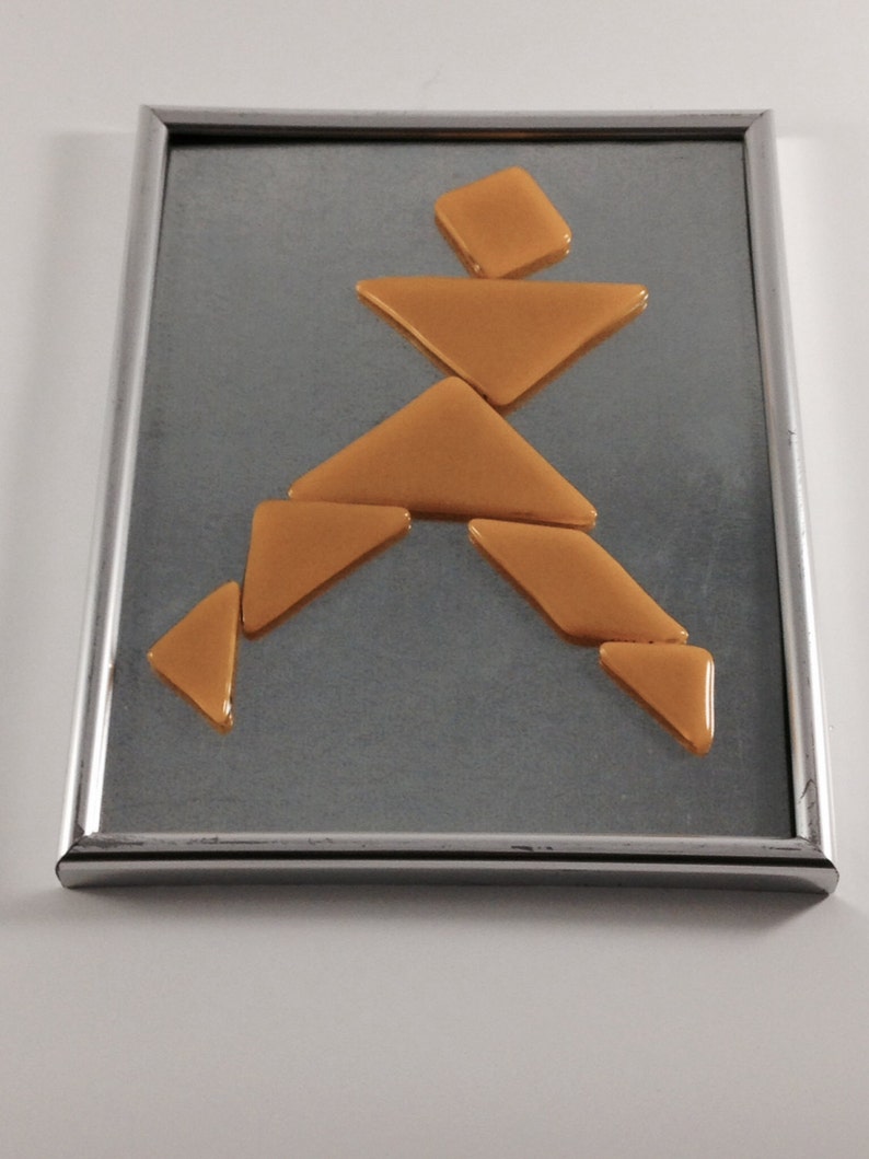 Tangram Puzzle Fused Glass Pieces in a Variety of Colors on Silver ...