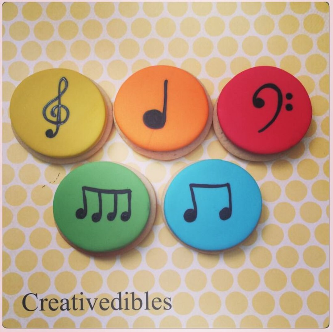 Music Notes Fondant Cookie and Cupcake Toppers, Birthday Fondant ...