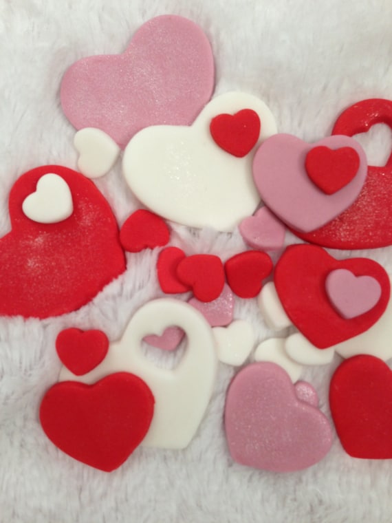 Heart Shape Fondant Cupcake and Cookie Toppers | Etsy