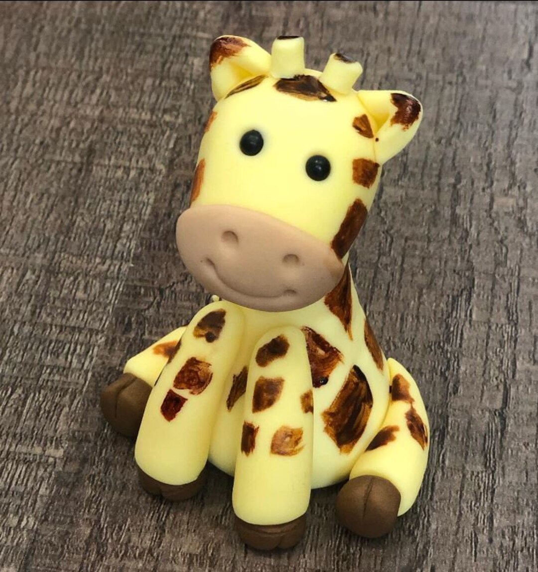 Edible Fondant Cake Topper- 3D Giraffe Birthday Cake, Safari Birthday ...